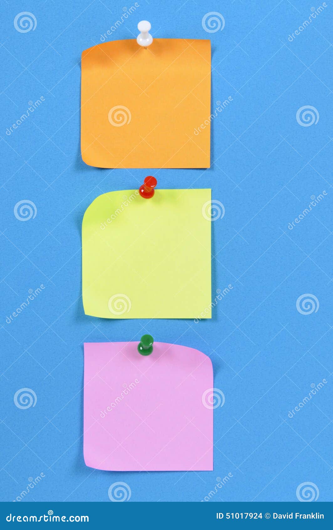 Row of Post-it Style Office Sticky Notes, Blue Background, Copy Space ...