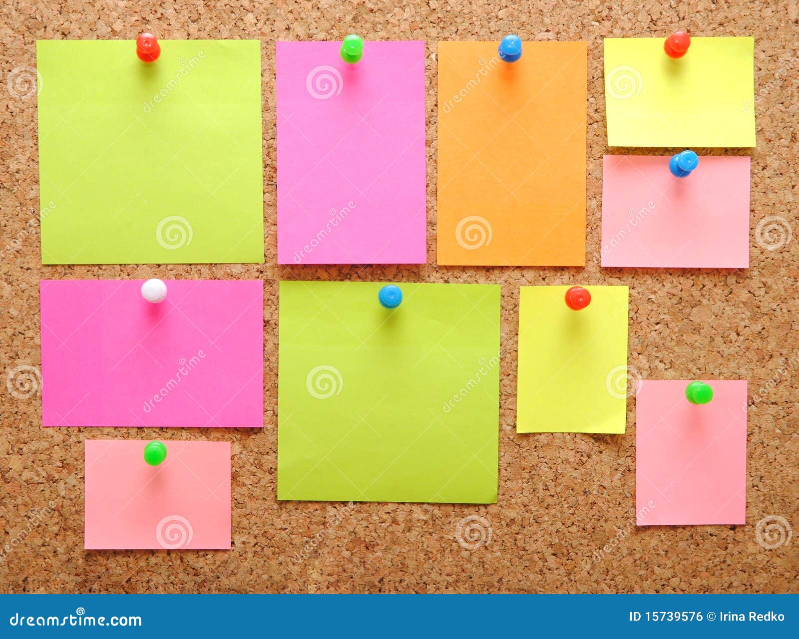 Sticky Notes Over Brown Cork Stock Photo - Image of descriptive ...