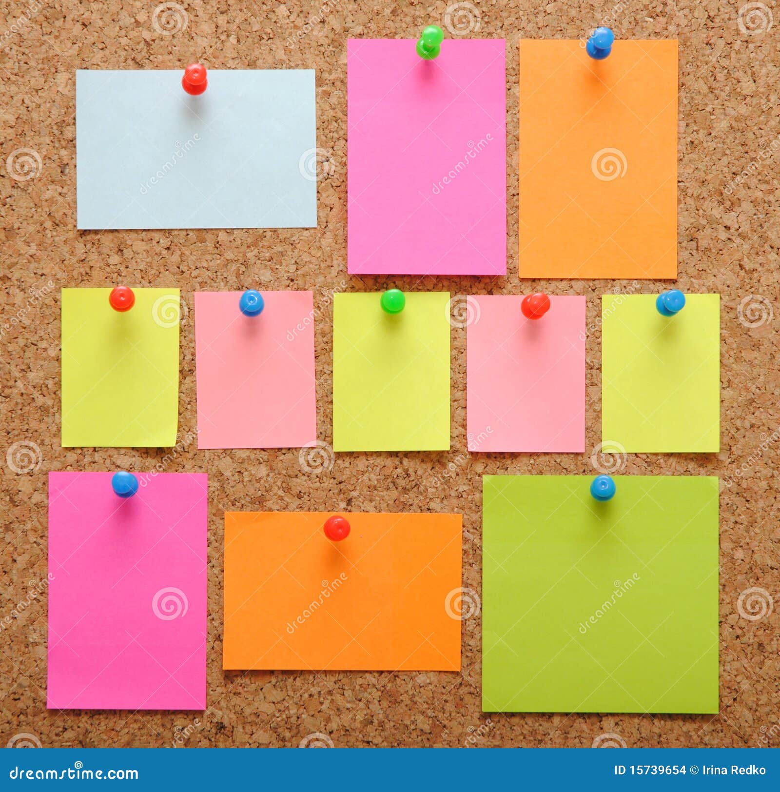 Sticky Notes Over Brown Cork Picture. Image: 15739654