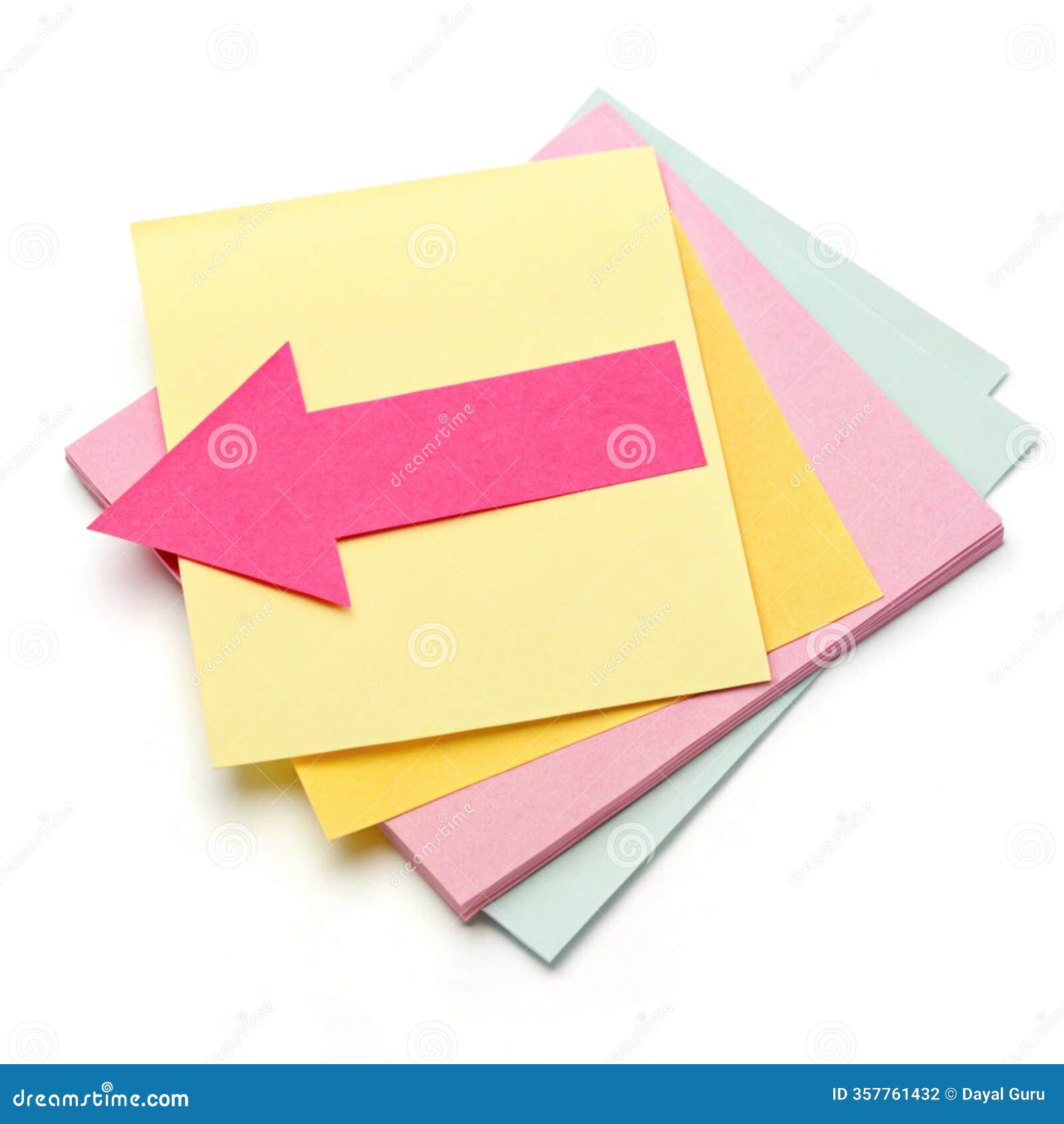 Sticky Notes with Pink Arrow Pointing To Yellow Sheets Stock ...