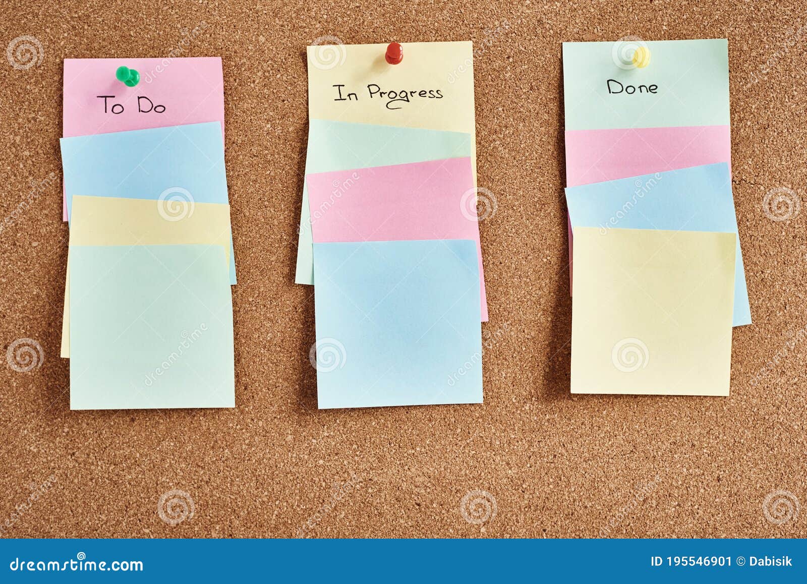 Sticky Notes Pinned on a Cork Board with Inscriptions To Do, in ...