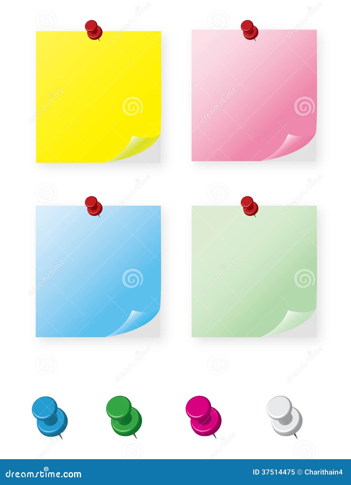 Sticky Notes and Pins Collection Stock Vector - Illustration of board ...
