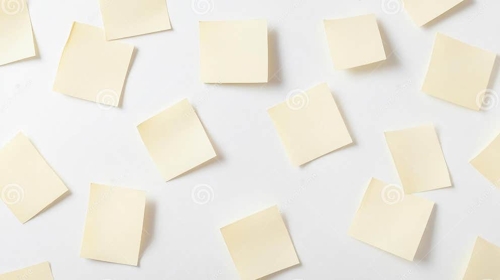 Sticky Notes Scattered on a White Background in a Minimalistic Style ...