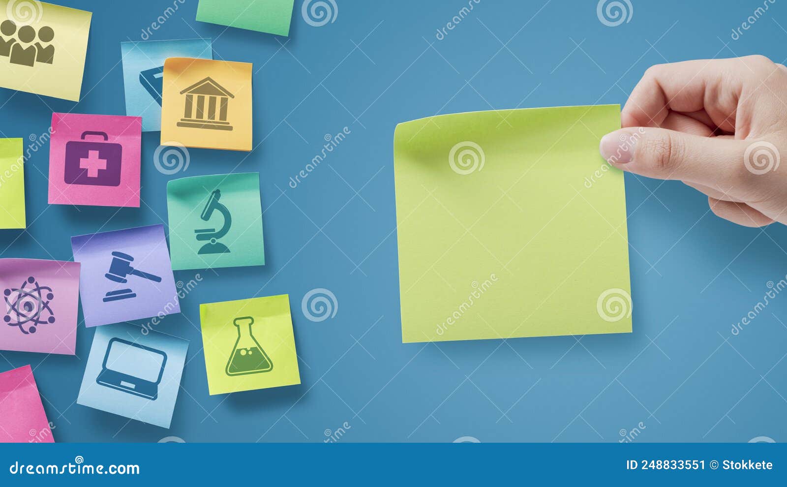 Sticky Notes with School Subjects Icons Stock Image - Image of online ...
