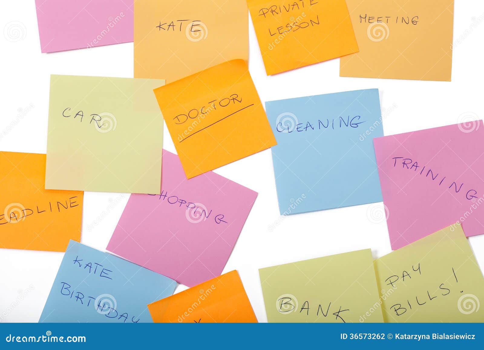 Sticky Notes with daily Tasks Stock Photo - Image of multitask, object ...