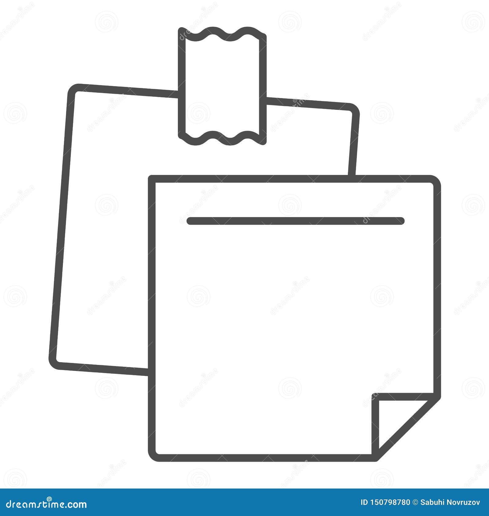 Sticky Notes Thin Line Icon. Paper Stickers Vector Illustration ...