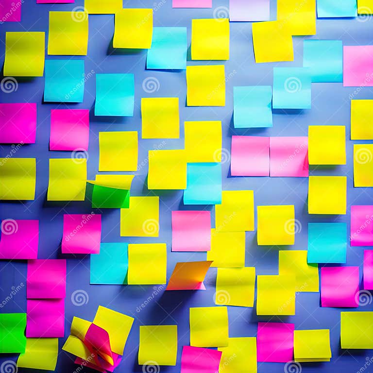 Sticky notes on a wall. stock illustration. Illustration of meeting ...