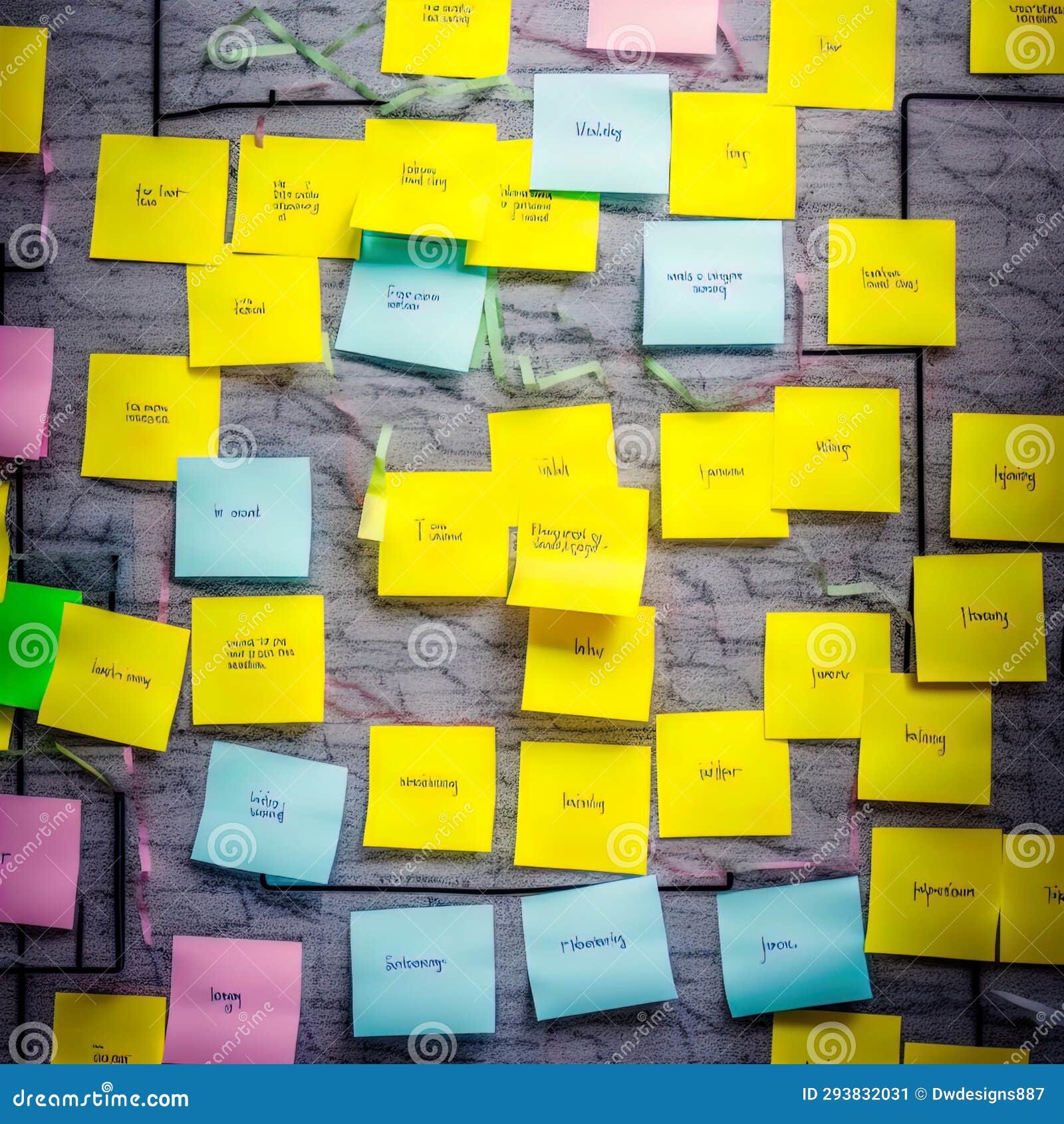 Sticky notes on a wall. stock illustration. Illustration of circle ...