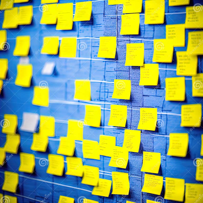 Sticky notes on a wall. stock illustration. Illustration of font ...