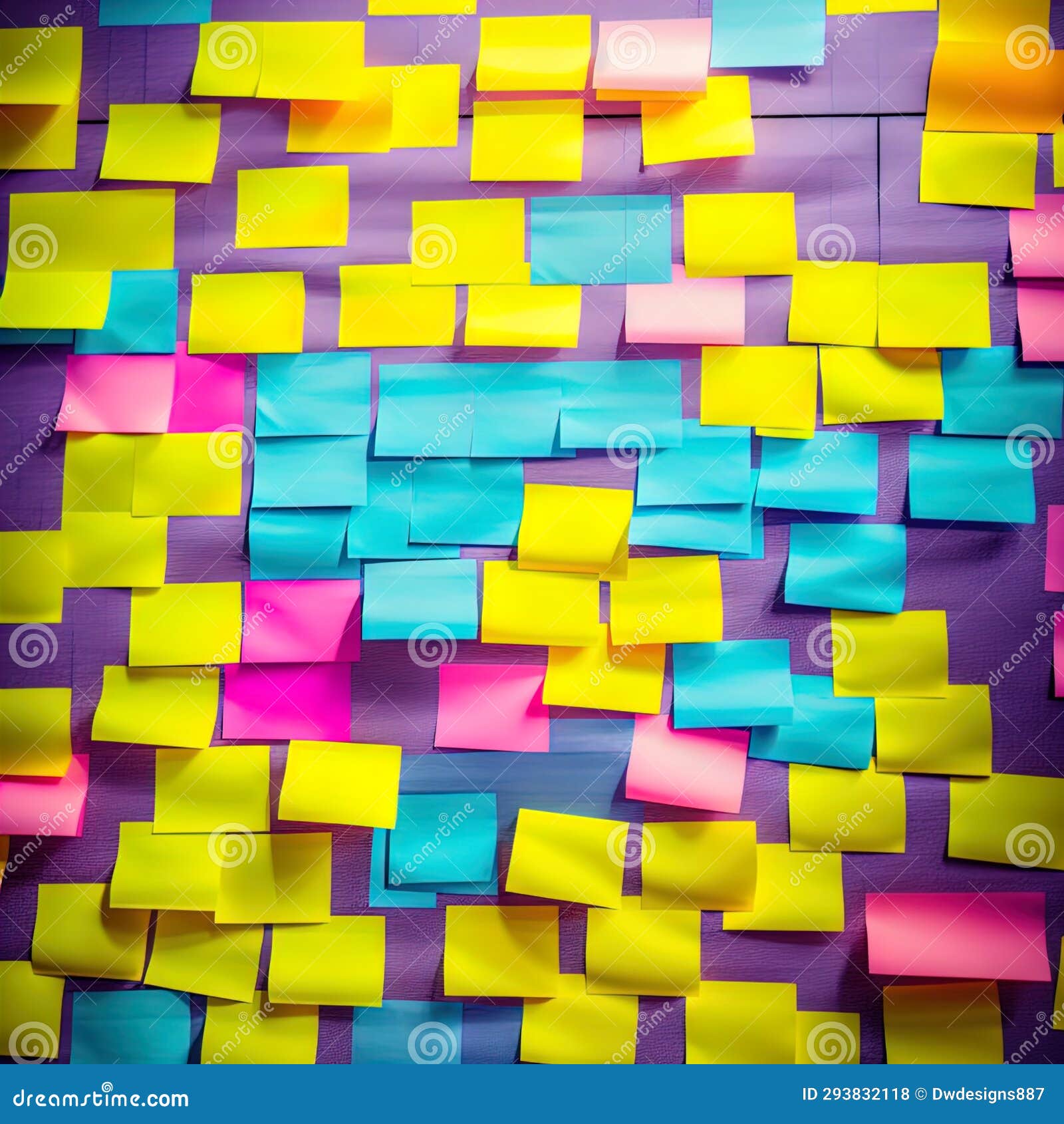Sticky notes on a wall. stock illustration. Illustration of pink ...