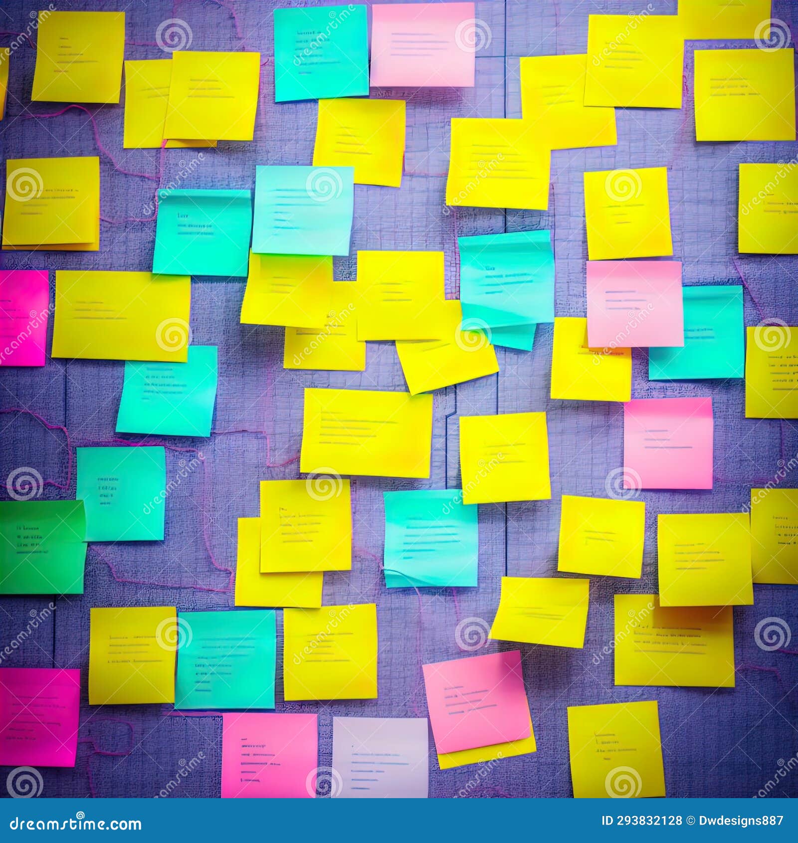 Sticky notes on a wall. stock illustration. Illustration of pink ...