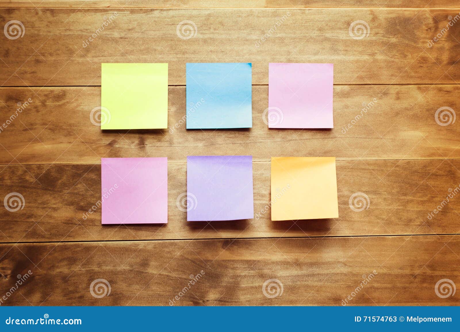 Sticky Notes on a Wood Desk Stock Image - Image of bright, working ...