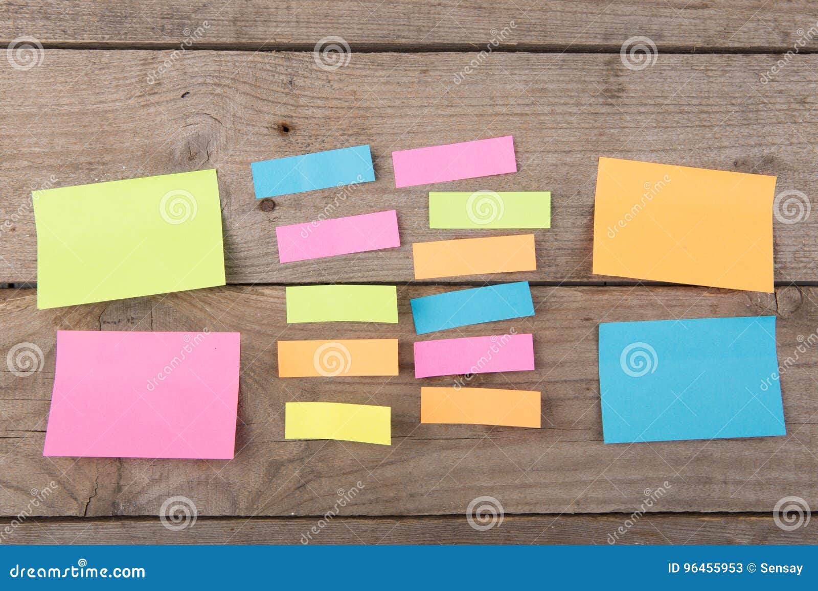 Sticky Notes on the Wooden Board Stock Image - Image of adhesive, color ...