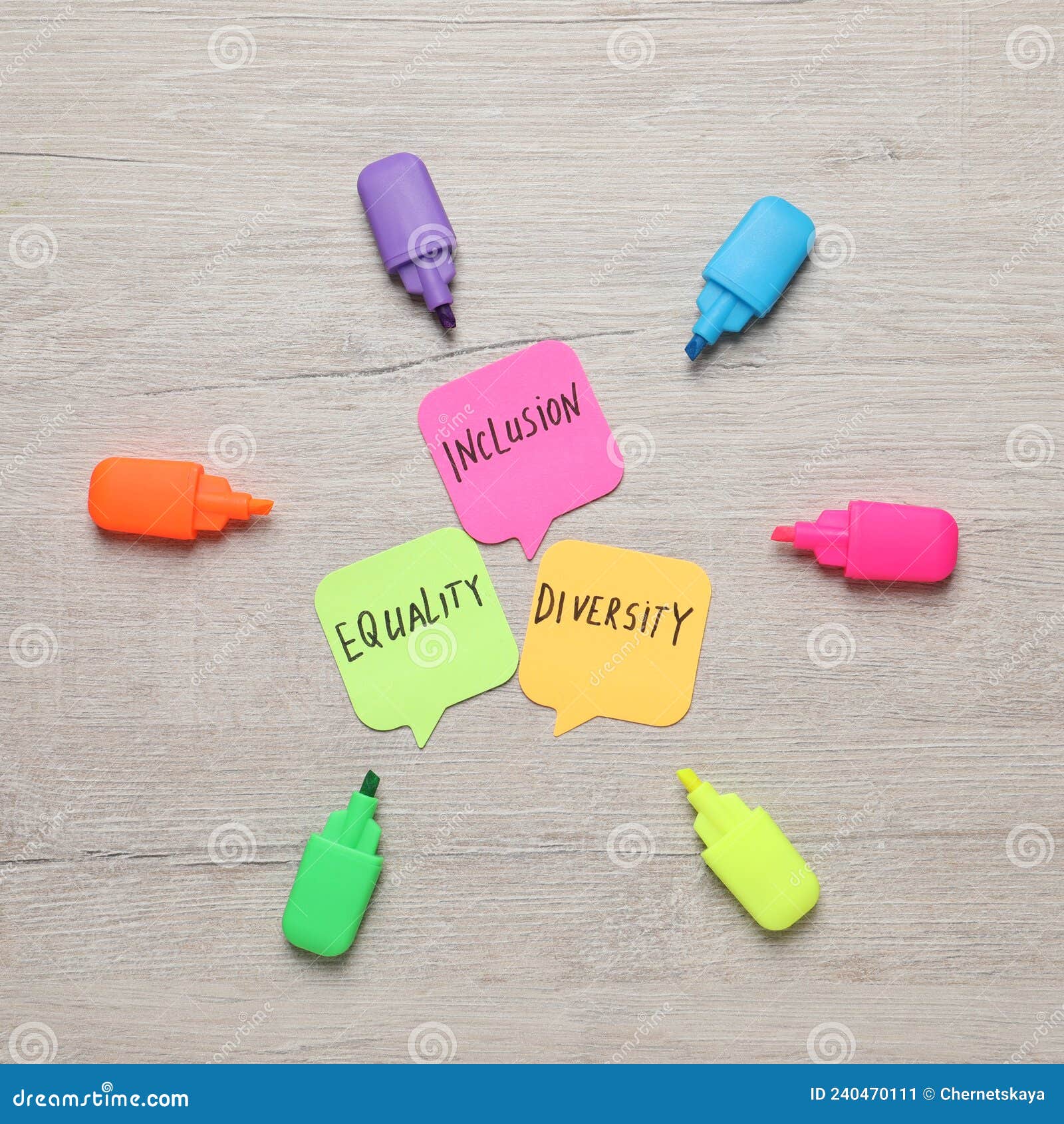 Sticky Notes with Words Diversity, Equality, Inclusion and Markers on ...