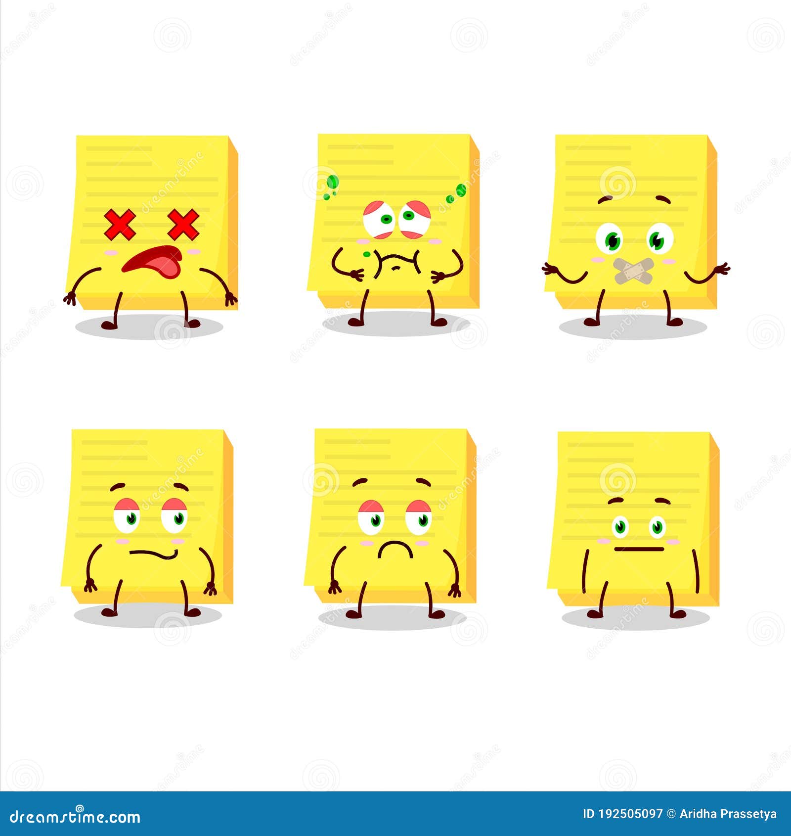 Sticky Notes Yellow Cartoon Character with Nope Expression Stock Vector ...