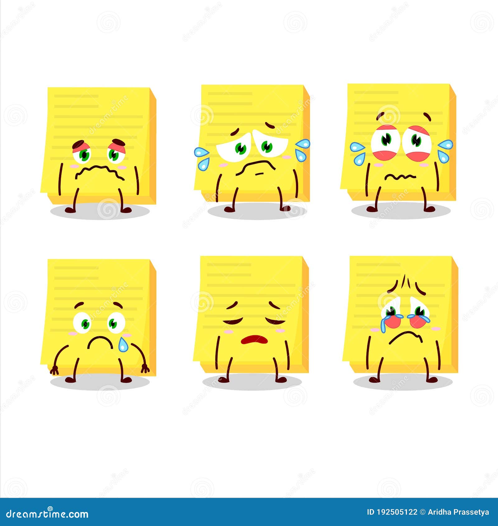 Sticky Notes Yellow Cartoon Character with Sad Expression Stock Vector ...