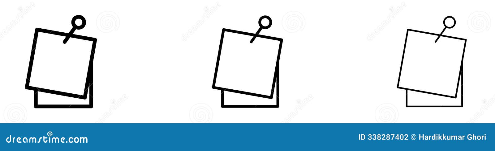 Sticky Notesline in Thin Line Black Color. Flat Simple Vector Symbols ...