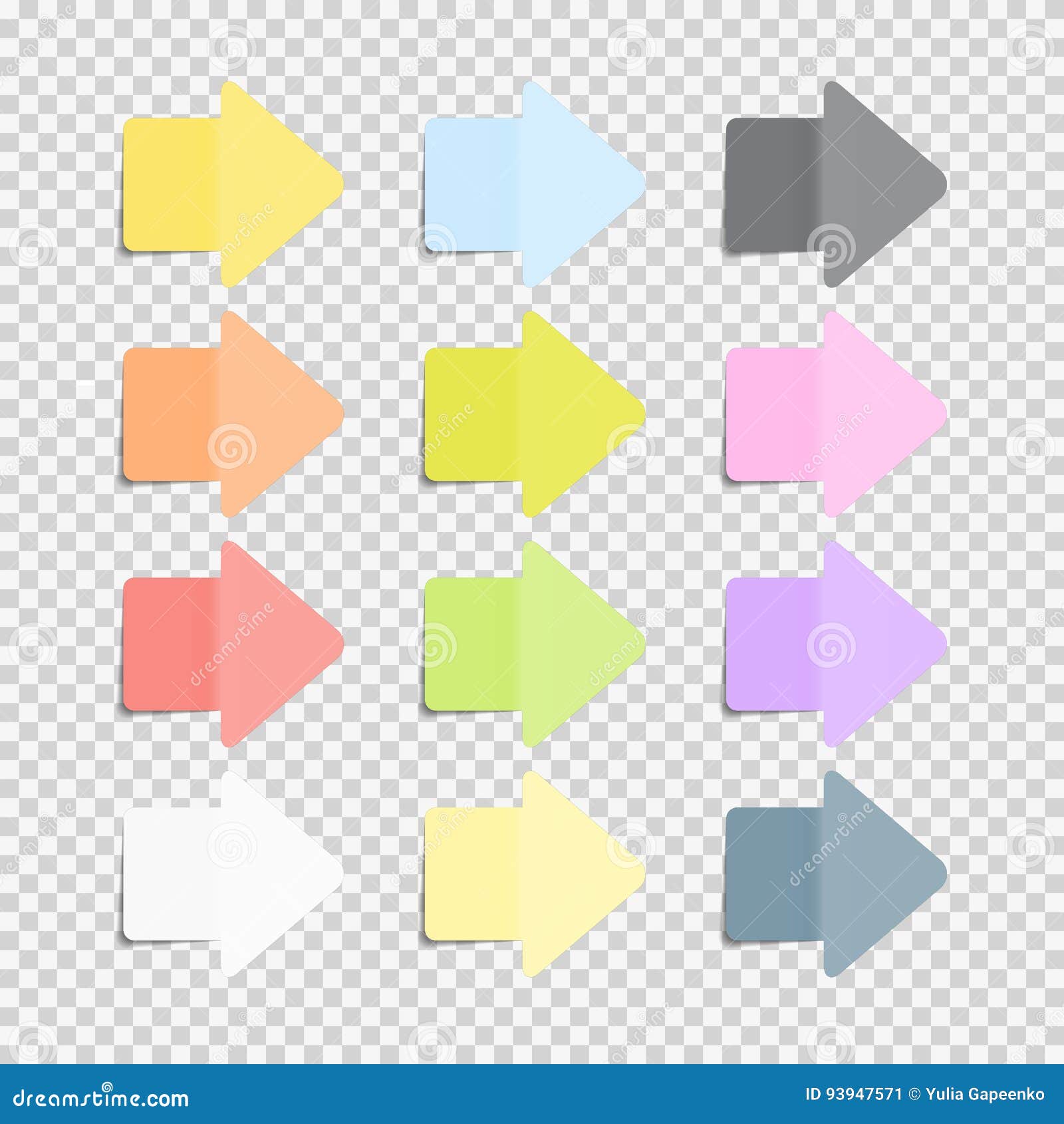 Sticky Office Paper Sheets Notes, Arrow Sign Pack Collection Set With ...