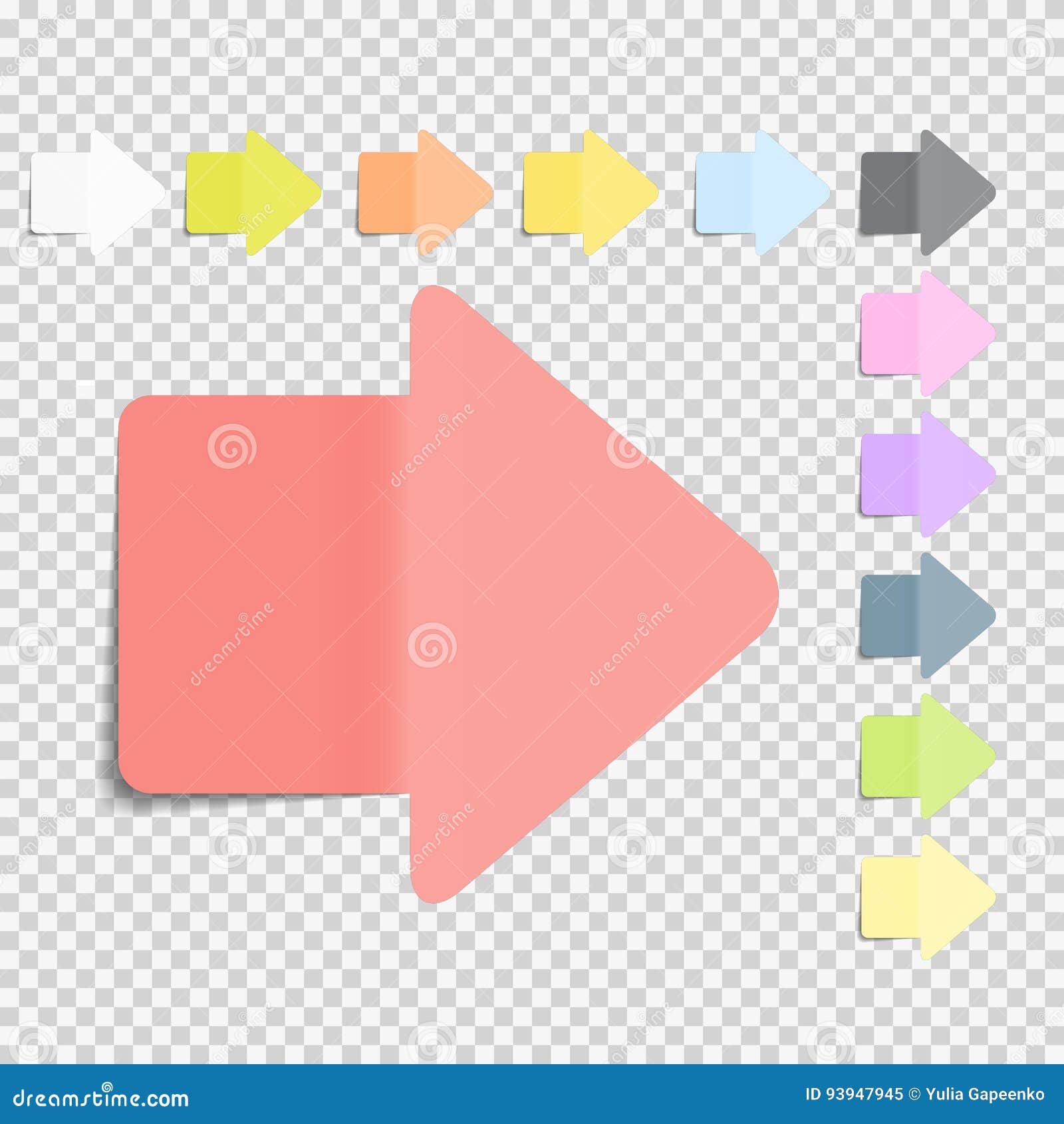 Sticky Office Paper Sheets Notes, Arrow Sign Pack Collection Set With ...