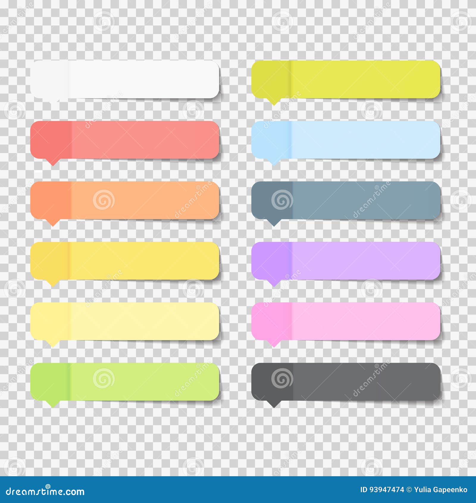 Sticky Office Paper Sheets Notes, Arrow Sign Pack Collection Set With ...