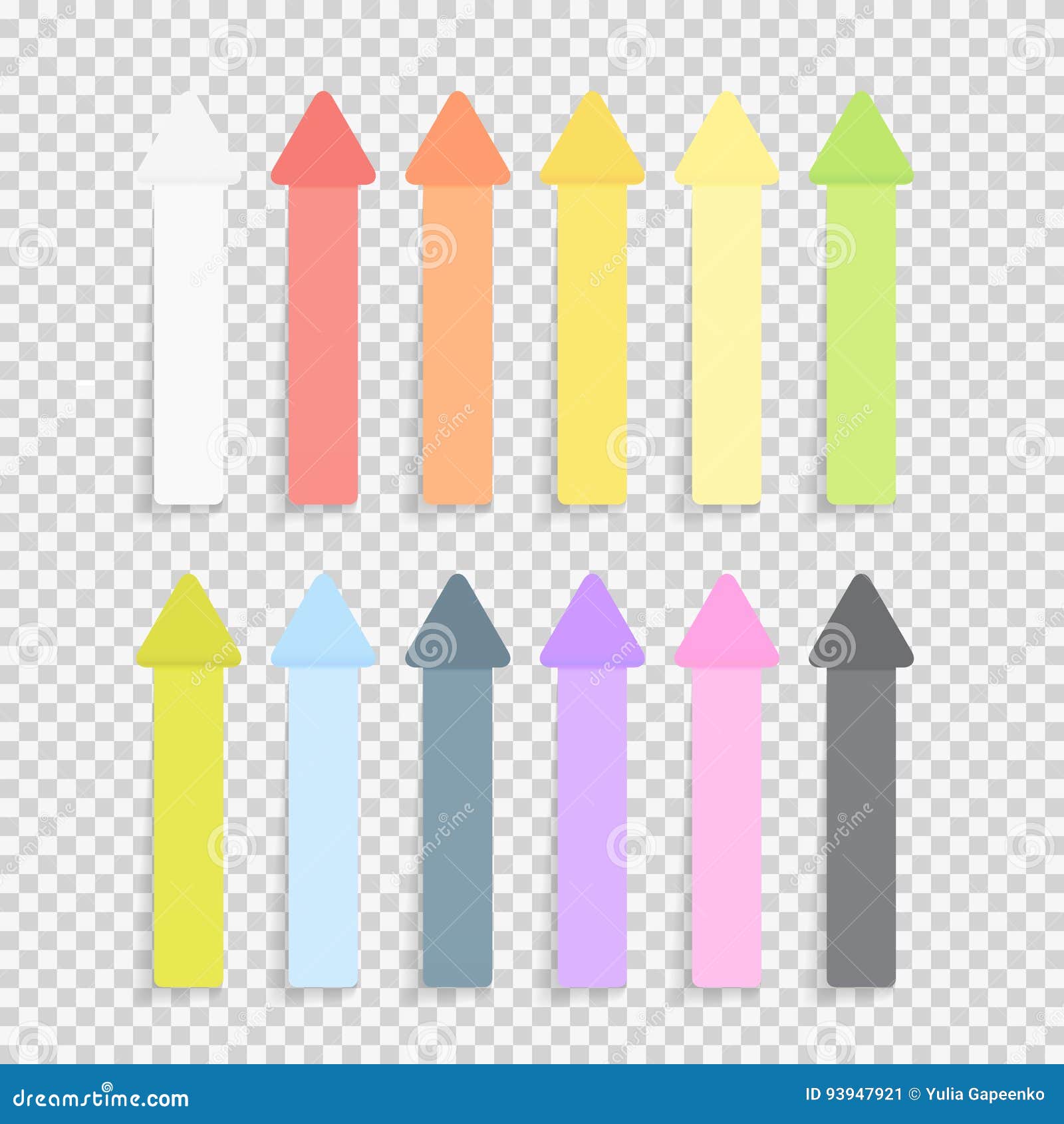 Sticky Office Paper Sheets Notes, Arrow Sign Pack Collection Set With ...