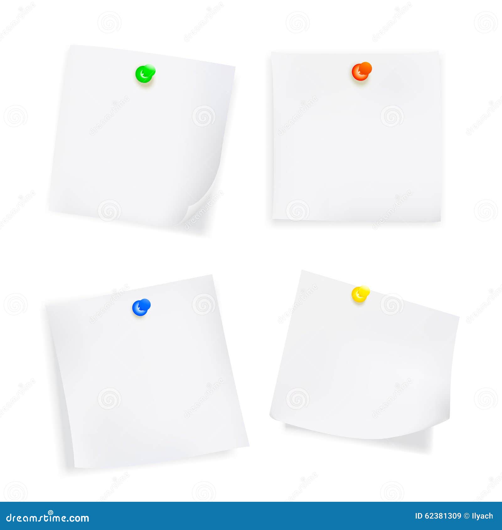 Sticky Paper Note with Color Pins Stock Vector - Illustration of ...