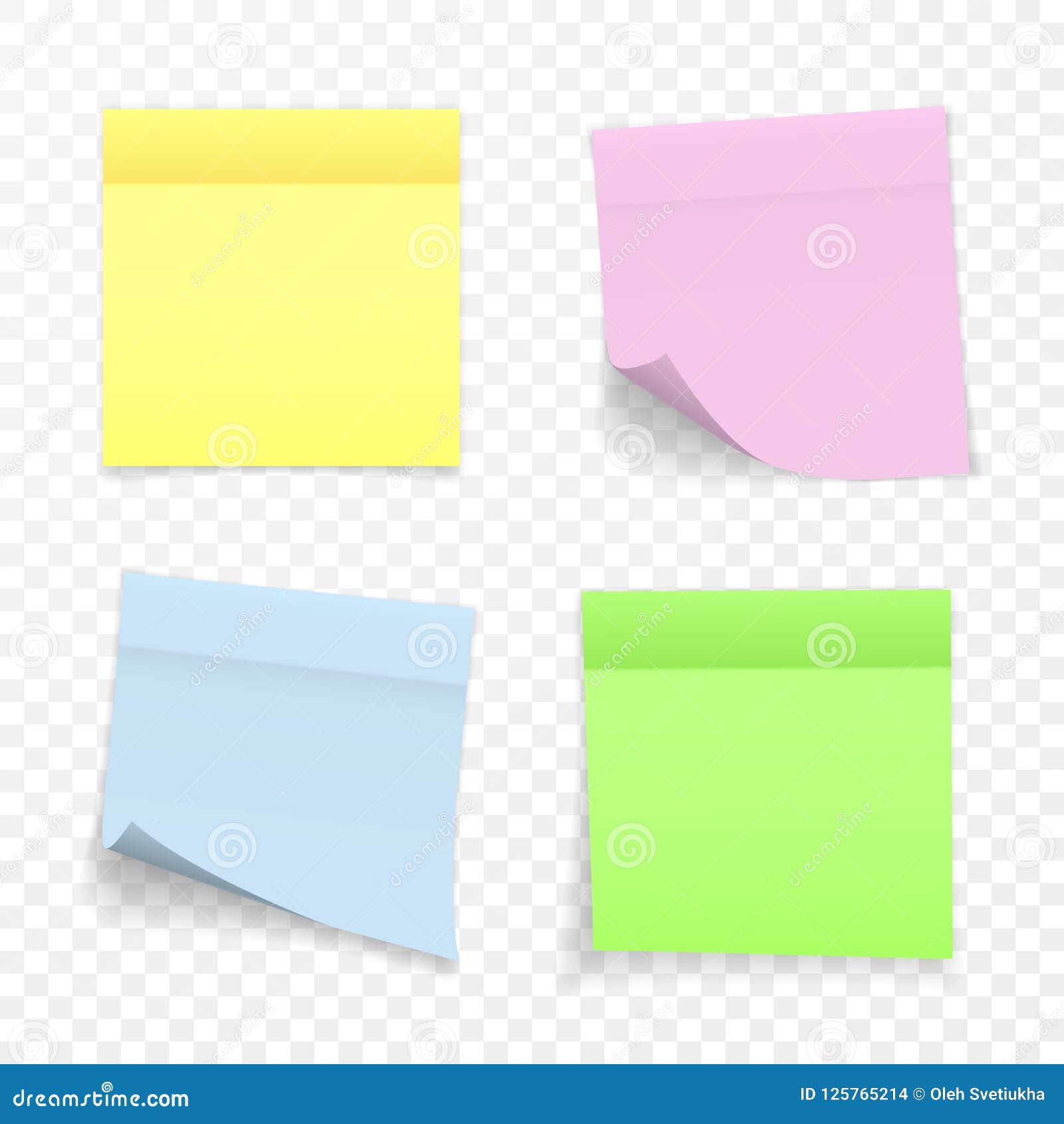Sticky Paper Note with Shadow Effect. Blank Color Memo Note Stickers ...