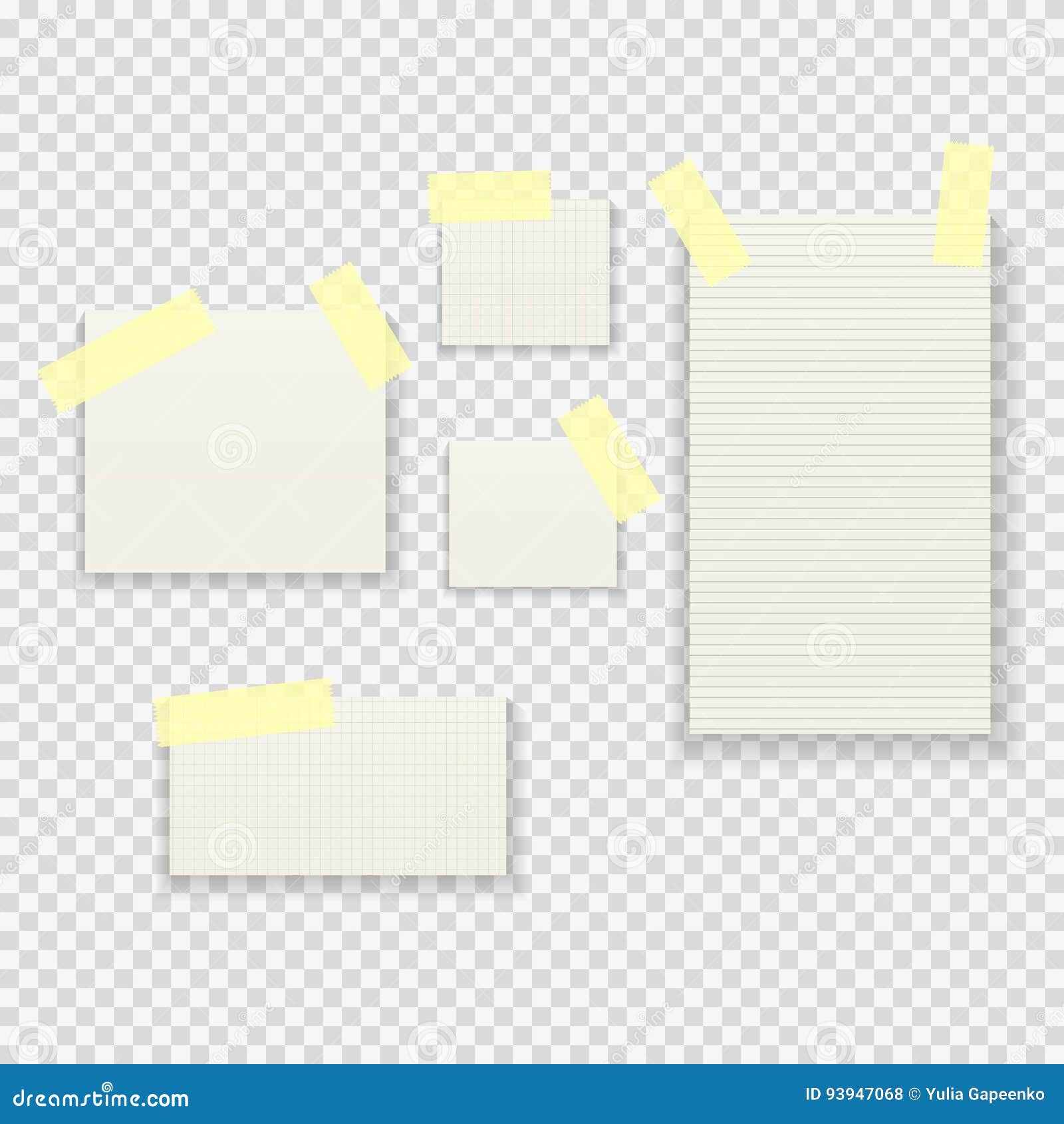 Sticky Paper Notes Pack Collection Set on Transparent Background Vector ...