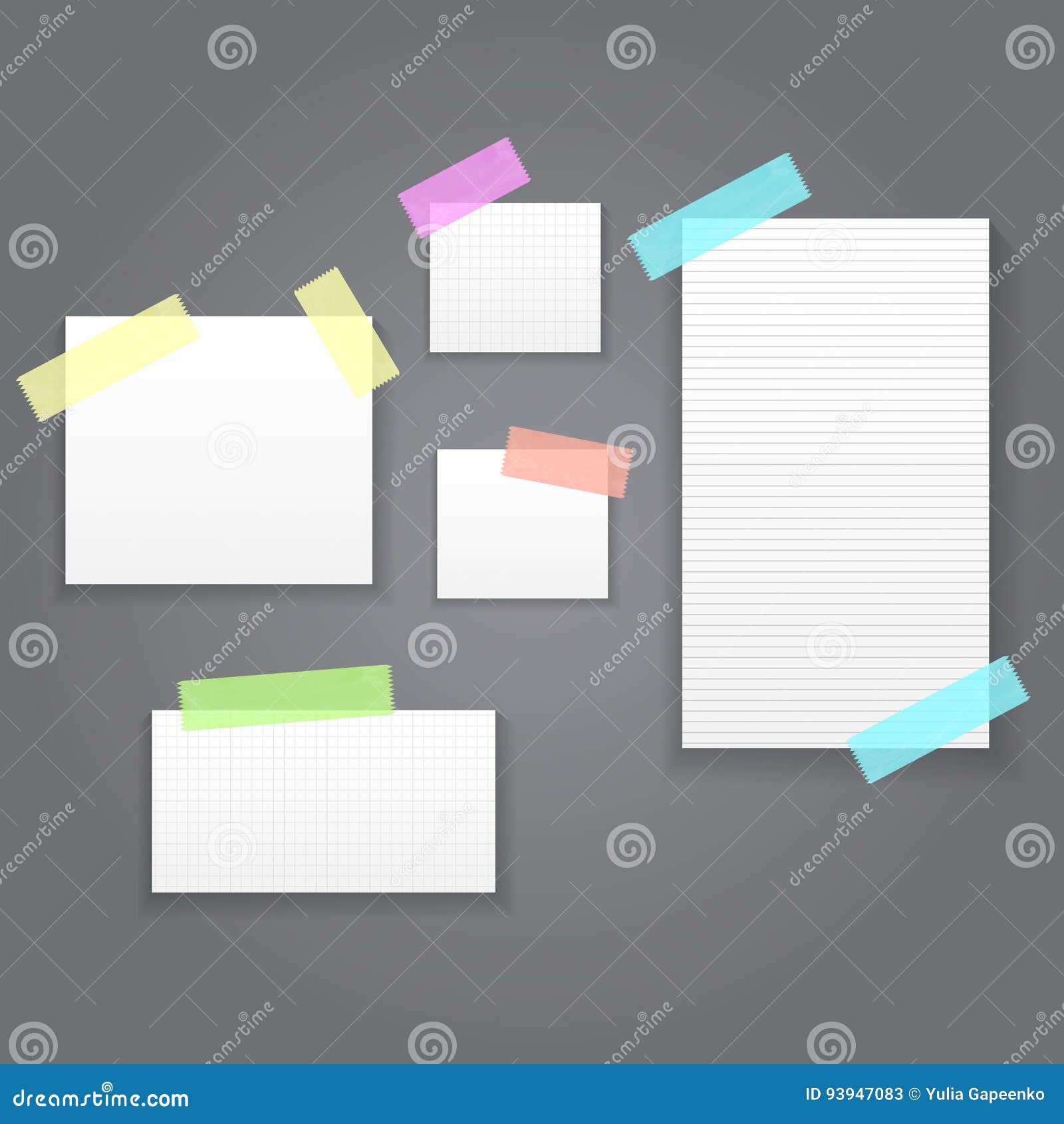 Sticky Paper Notes Pack Collection Set Vector Illustration Stock Vector ...