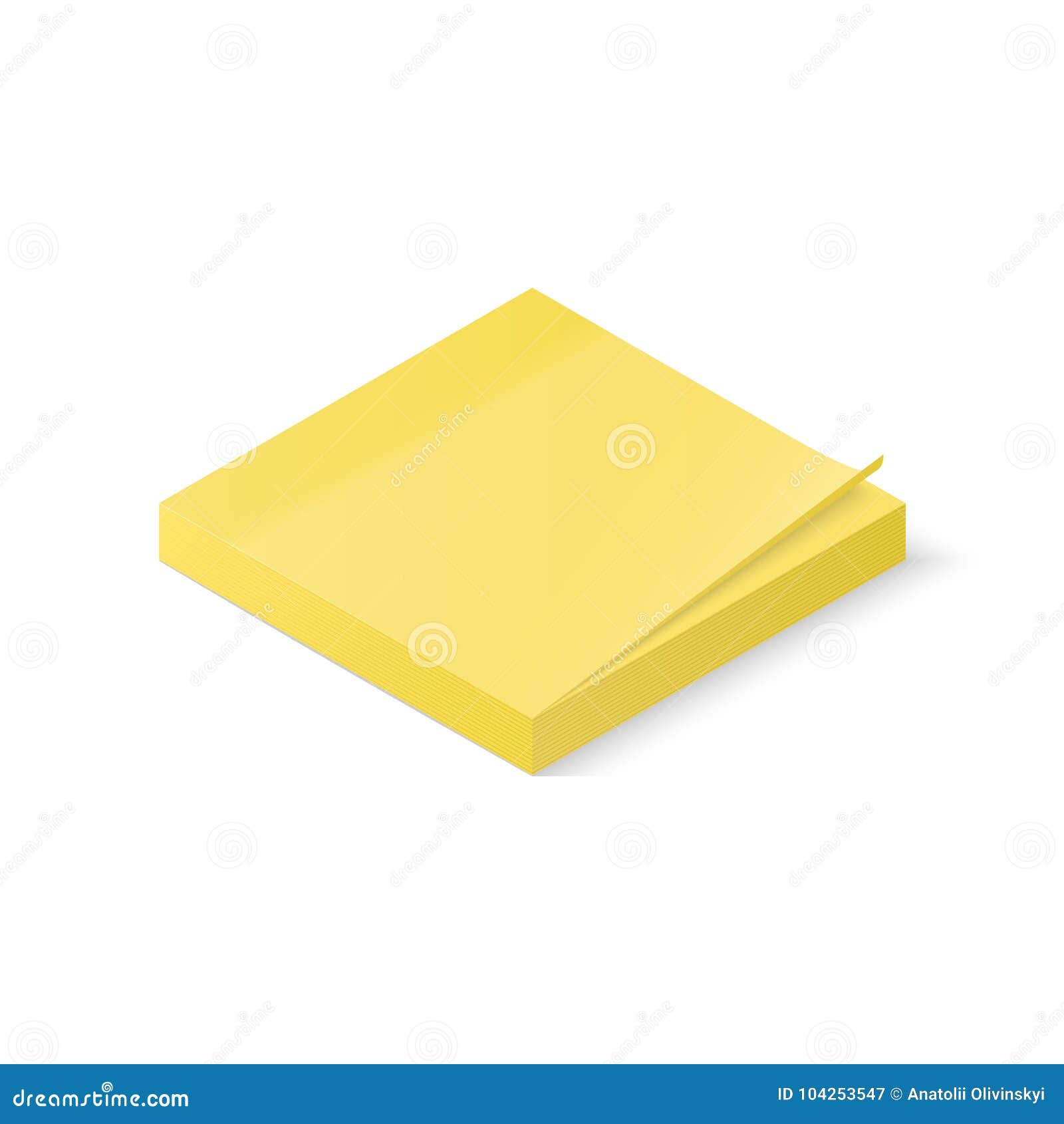 Sticky Paper Notes Stack Isolated on White Background. Isometric Vector ...