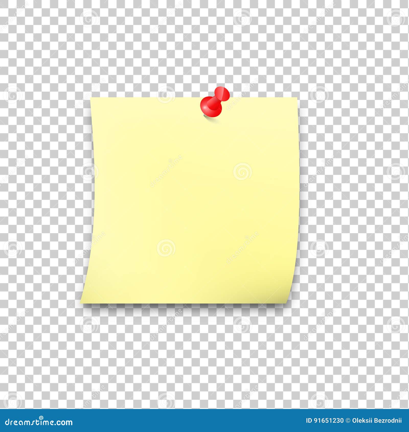 Sticky Paper Reminder with Red Pin and Shadow Stock Vector ...