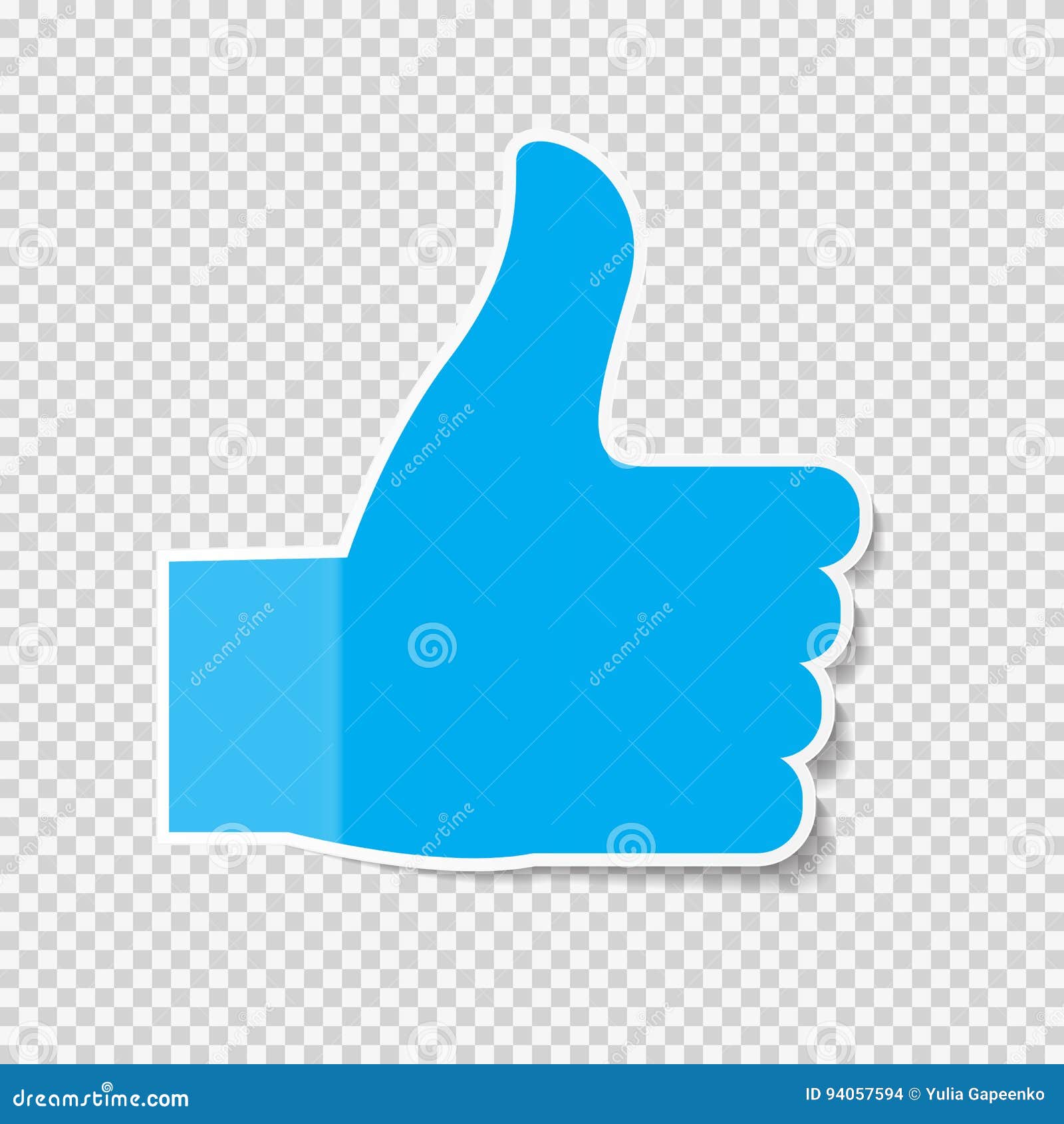 Sticky Paper Thumbs Up Sign Note on Transparent Background Vector ...
