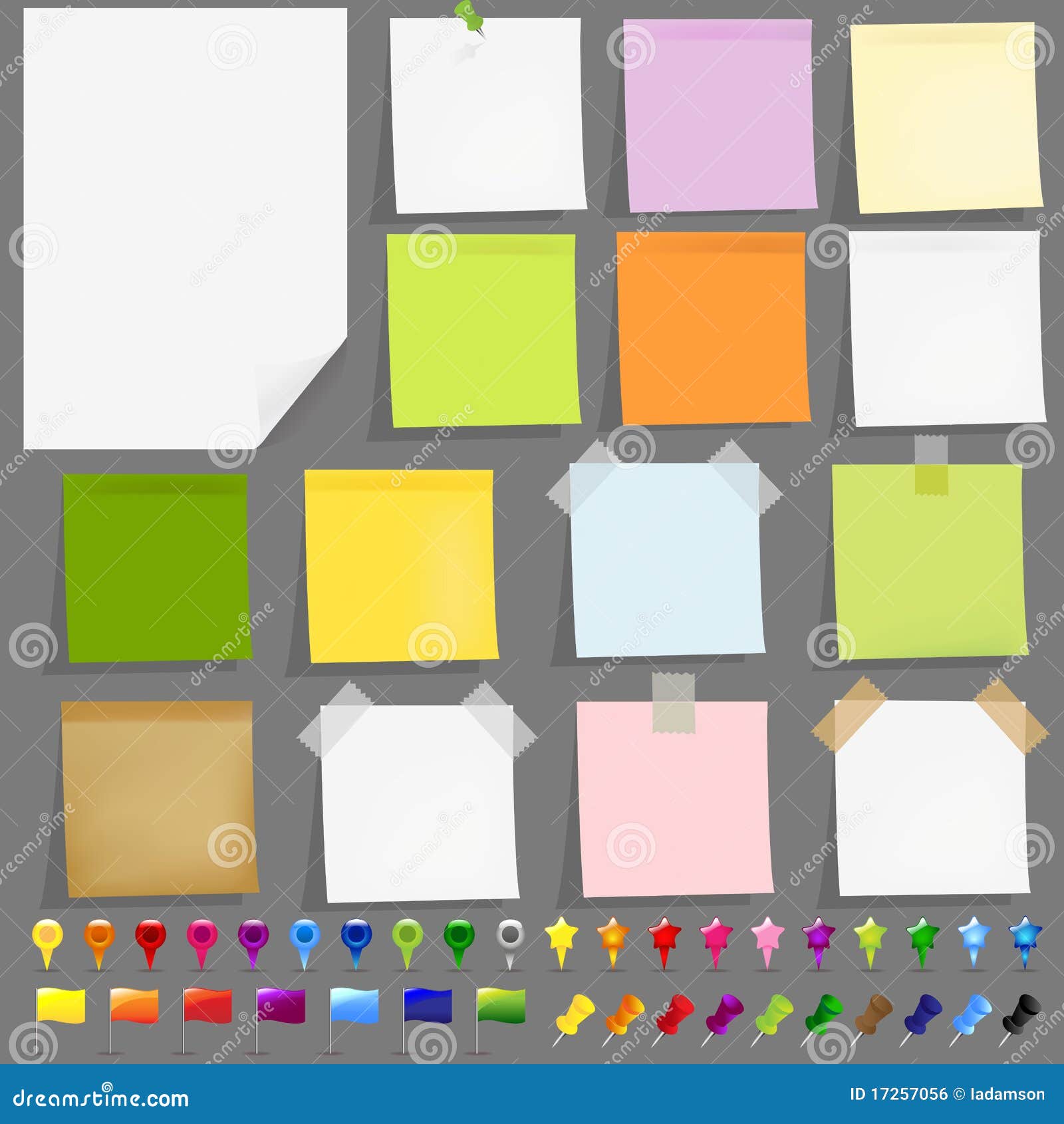 Sticky Papers with Adhesive Tapes. Vector Stock Vector - Illustration ...