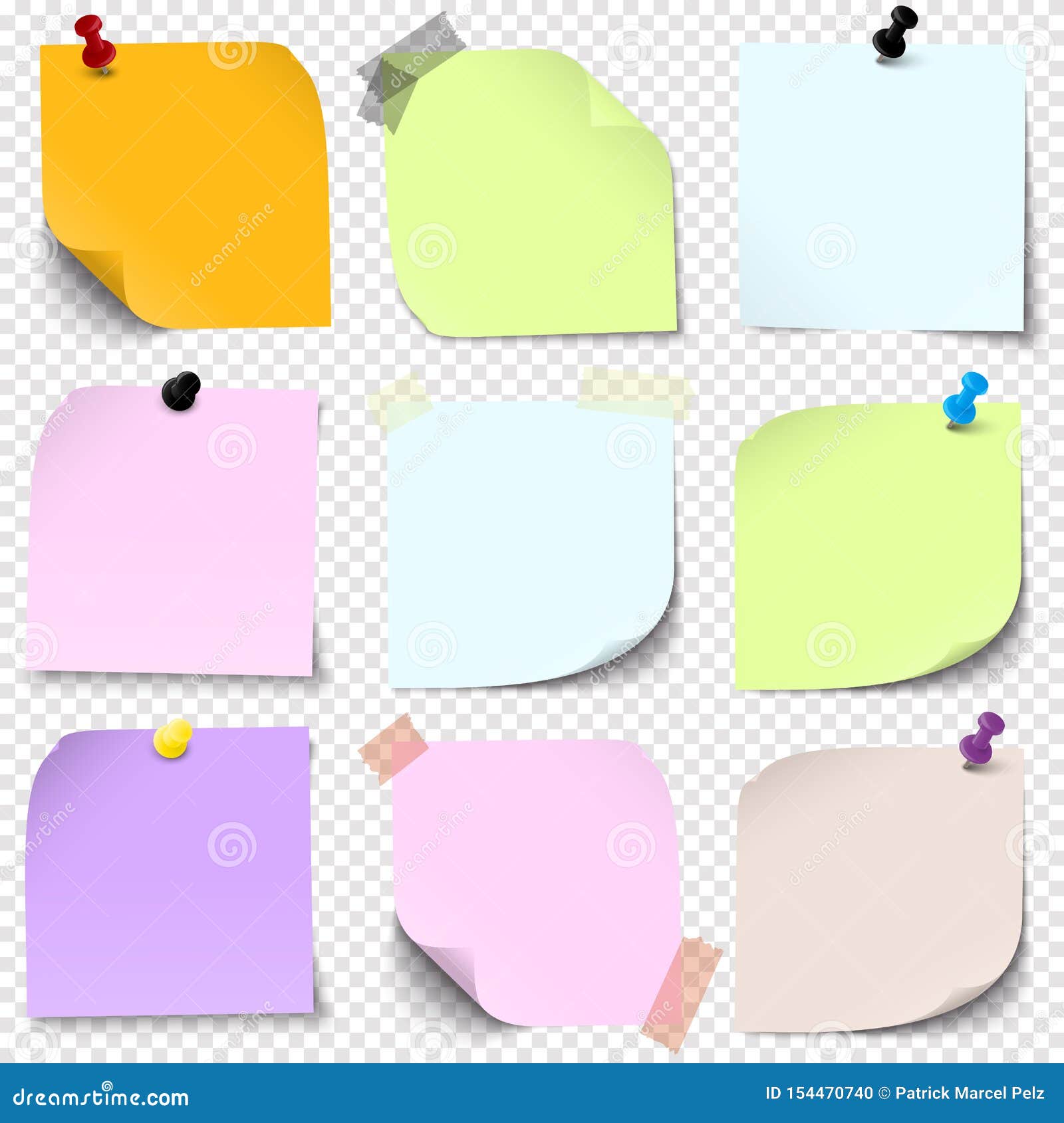 Sticky Papers Collection with Vector Transparency Stock Vector ...