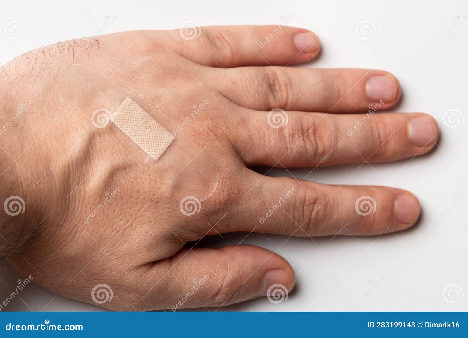 Sticky Plaster on Human Hand Stock Image - Image of medicine, band ...