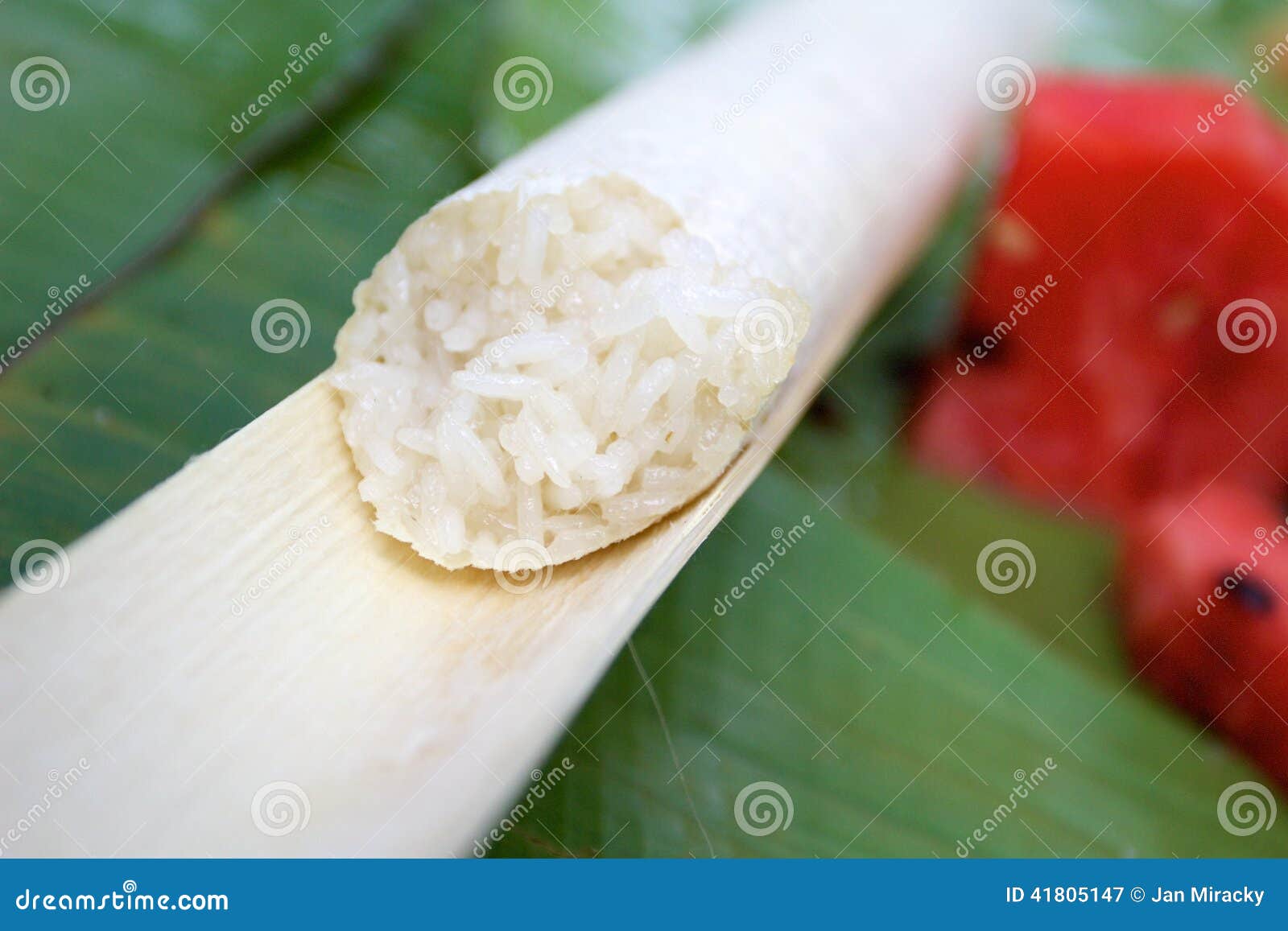 Sticky rice in bamboo stock image. Image of white, asia - 41805147