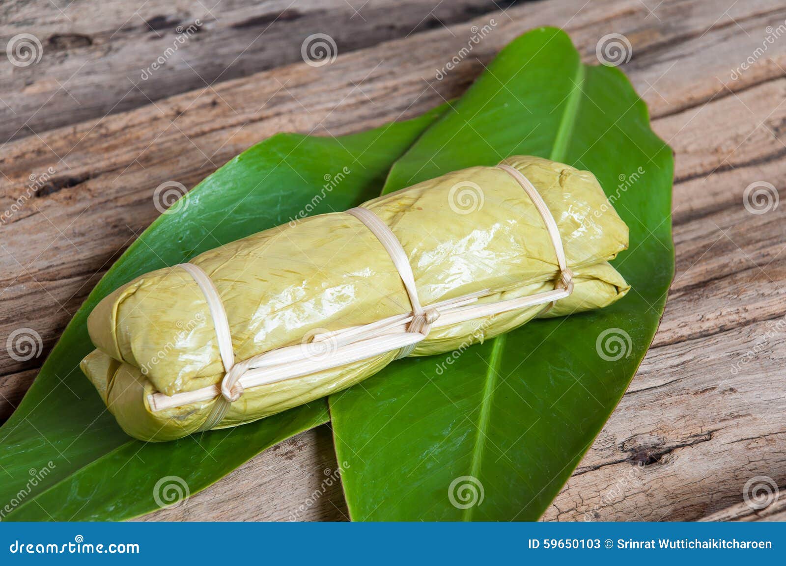 Sticky rice in banana leaf stock image. Image of cooking - 59650103