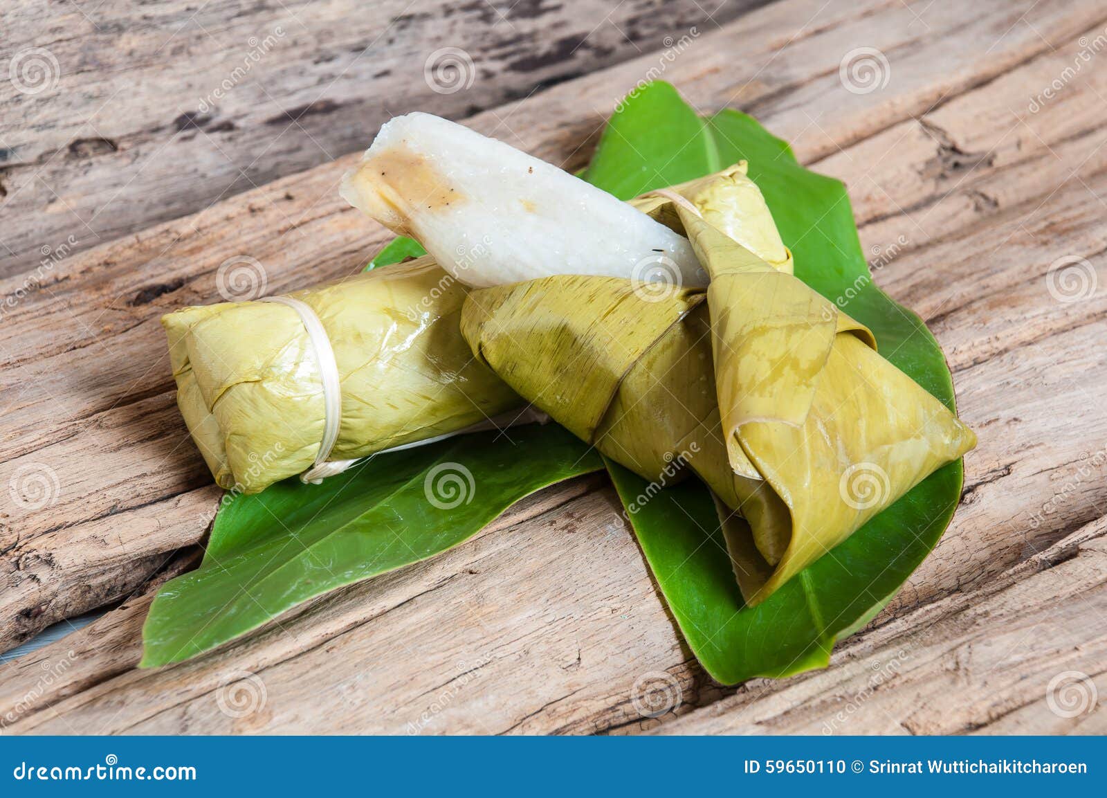Sticky rice in banana leaf stock photo. Image of sticky - 59650110