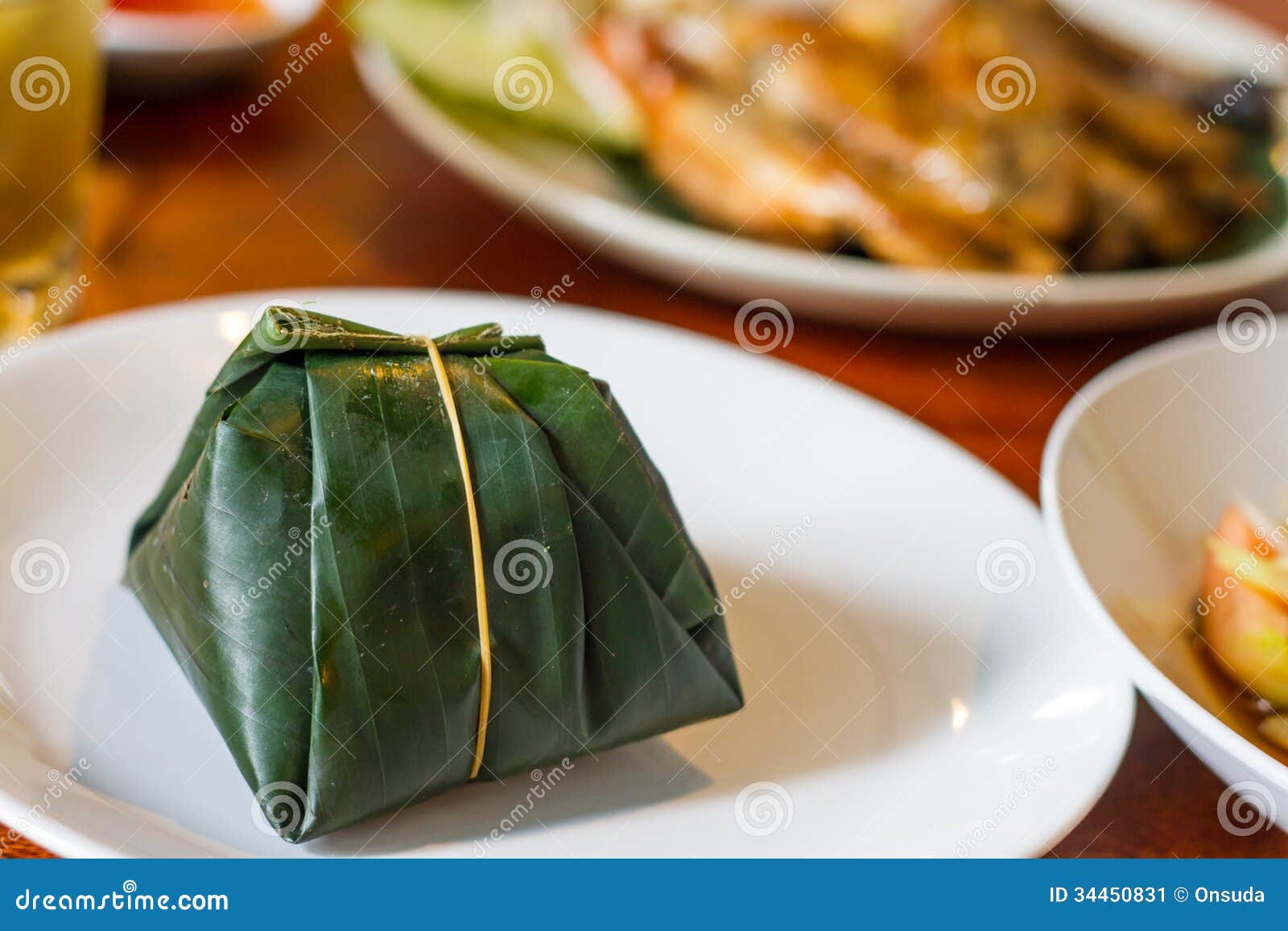 Sticky rice in banana leaf stock image. Image of wrap - 34450831