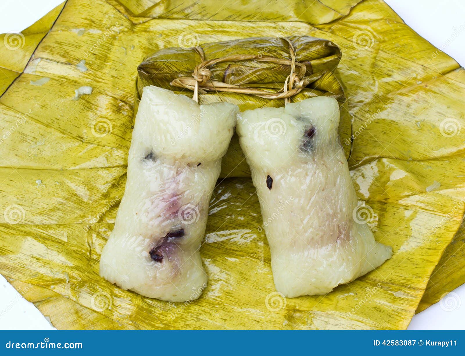 Sticky Rice Dessert in Banana Leaf Packaging. Stock Image - Image of ...