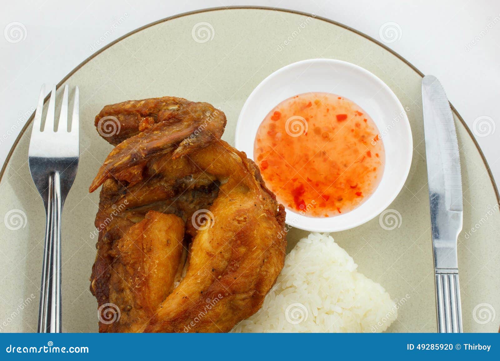 Sticky Rice with Fried Chicken Stock Photo - Image of fried, chicken ...