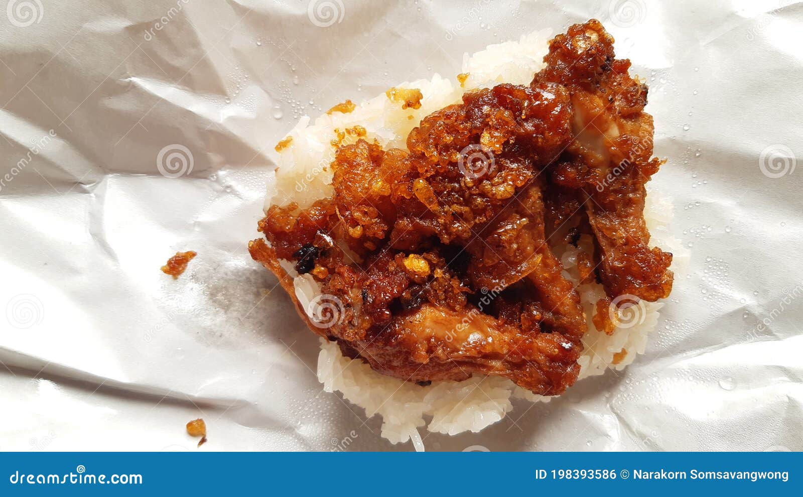Sticky Rice with Fried Chicken Stock Photo - Image of chicken, cuisine ...