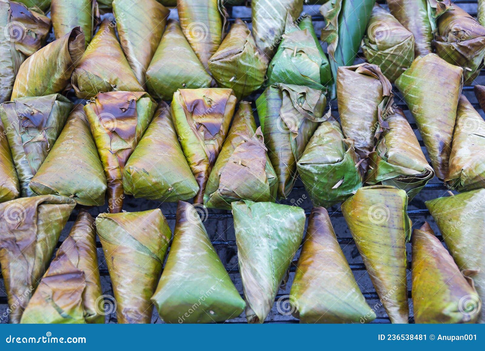 Sticky Rice with Taro Grill on Stove Stock Image - Image of heat, grill ...