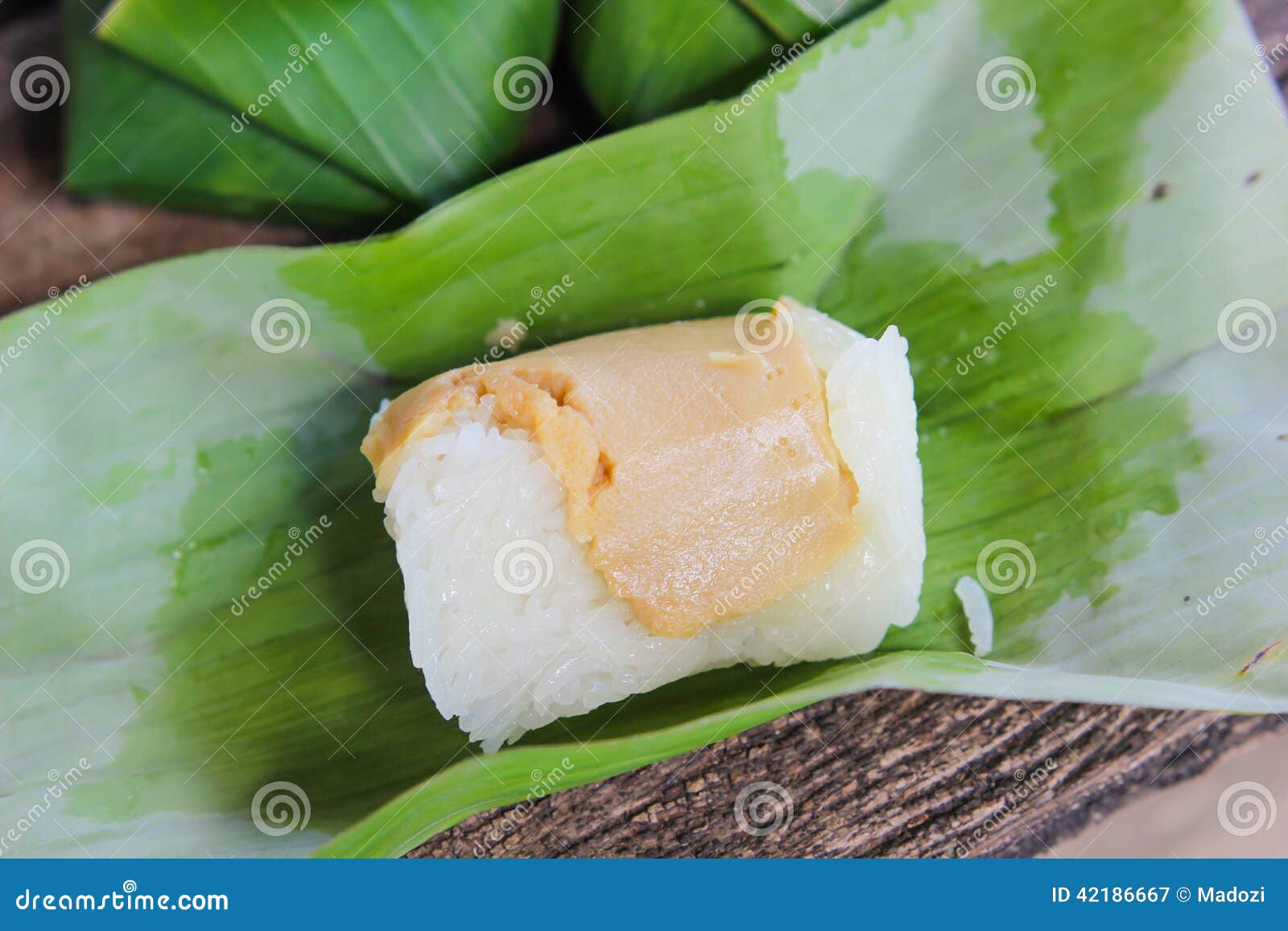 Sticky rice Thai custard stock image. Image of green - 42186667