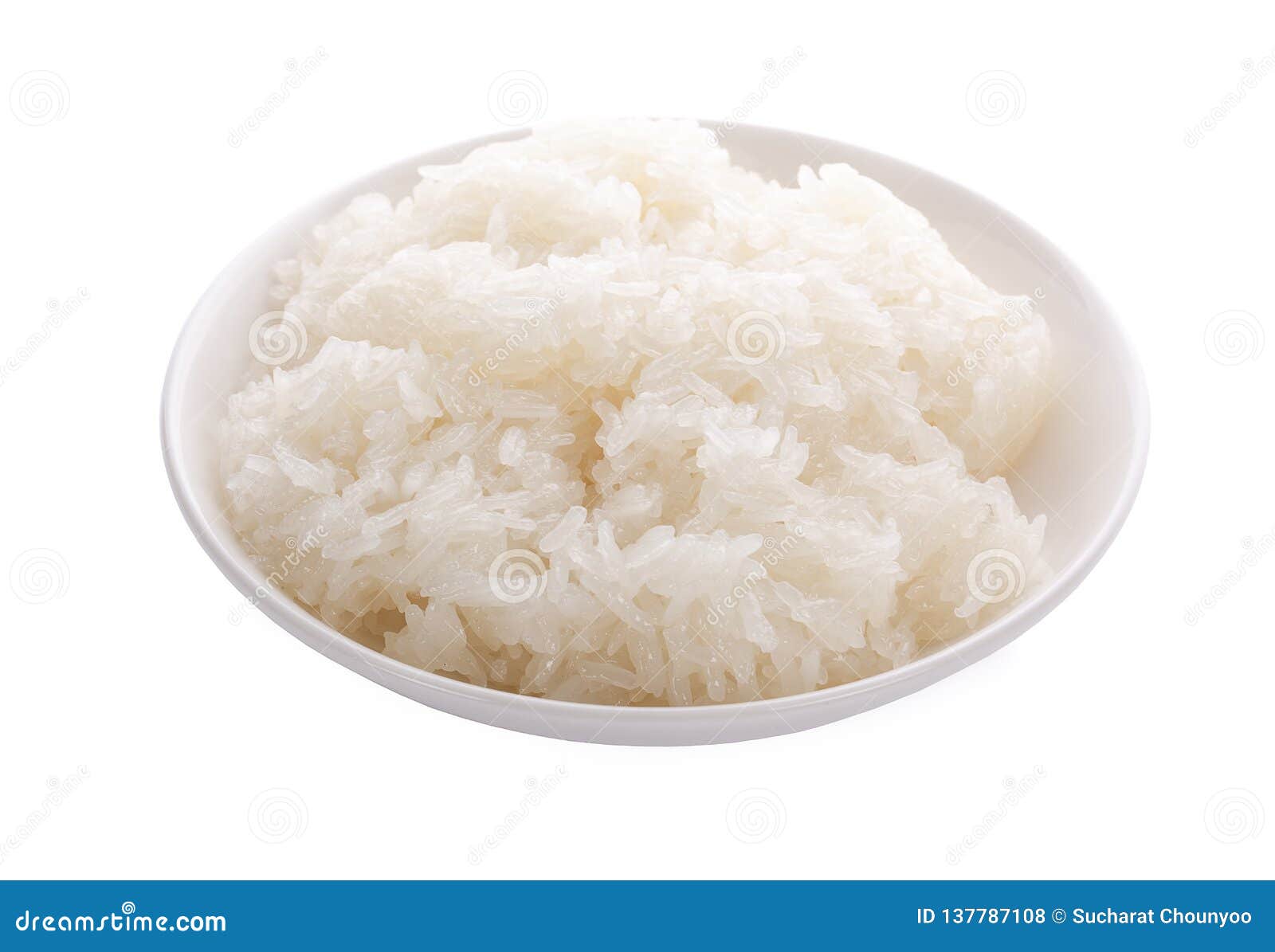 Sticky rice in white plate stock photo. Image of beautiful - 137787108