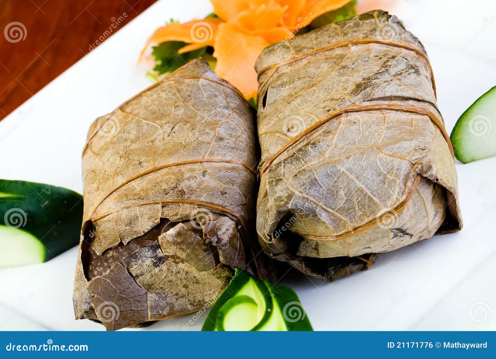 Sticky Rice Wrapped in Lotus Leaf. Stock Photo - Image of fried, brunch ...