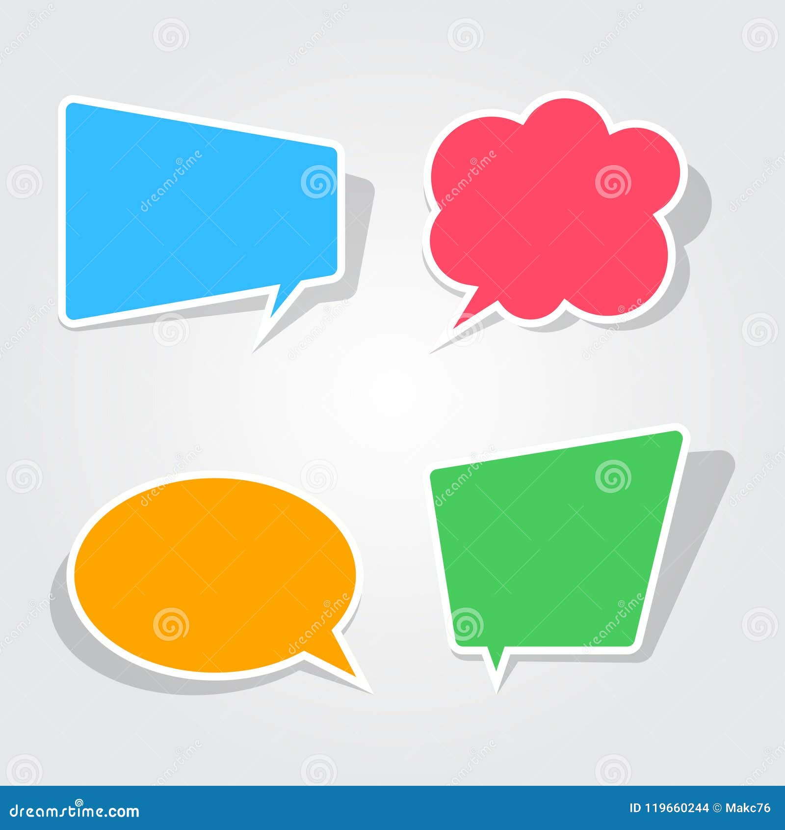 Sticky Speech Bubbles in Flat Design with Shadows Stock Vector ...