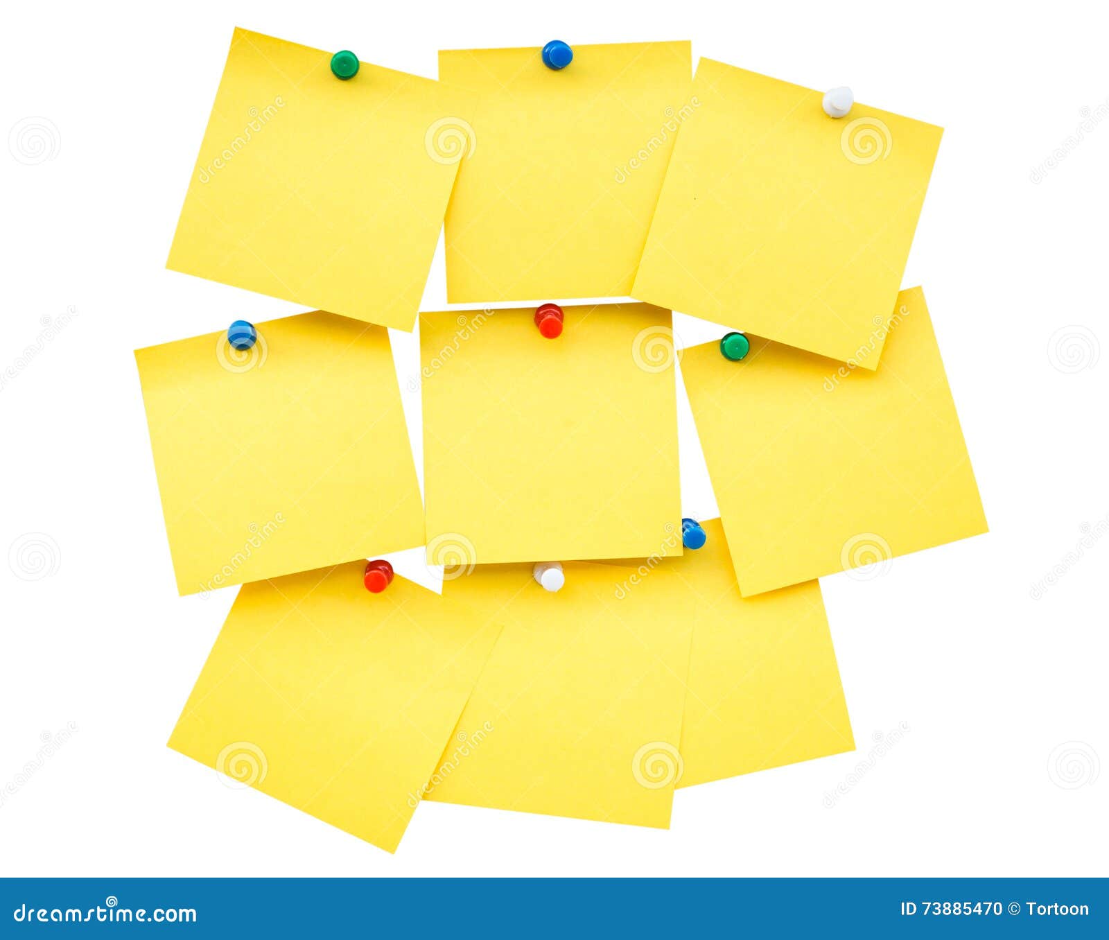 Sticky Yellow Blank Note and Pin on Isolated Stock Photo - Image of ...