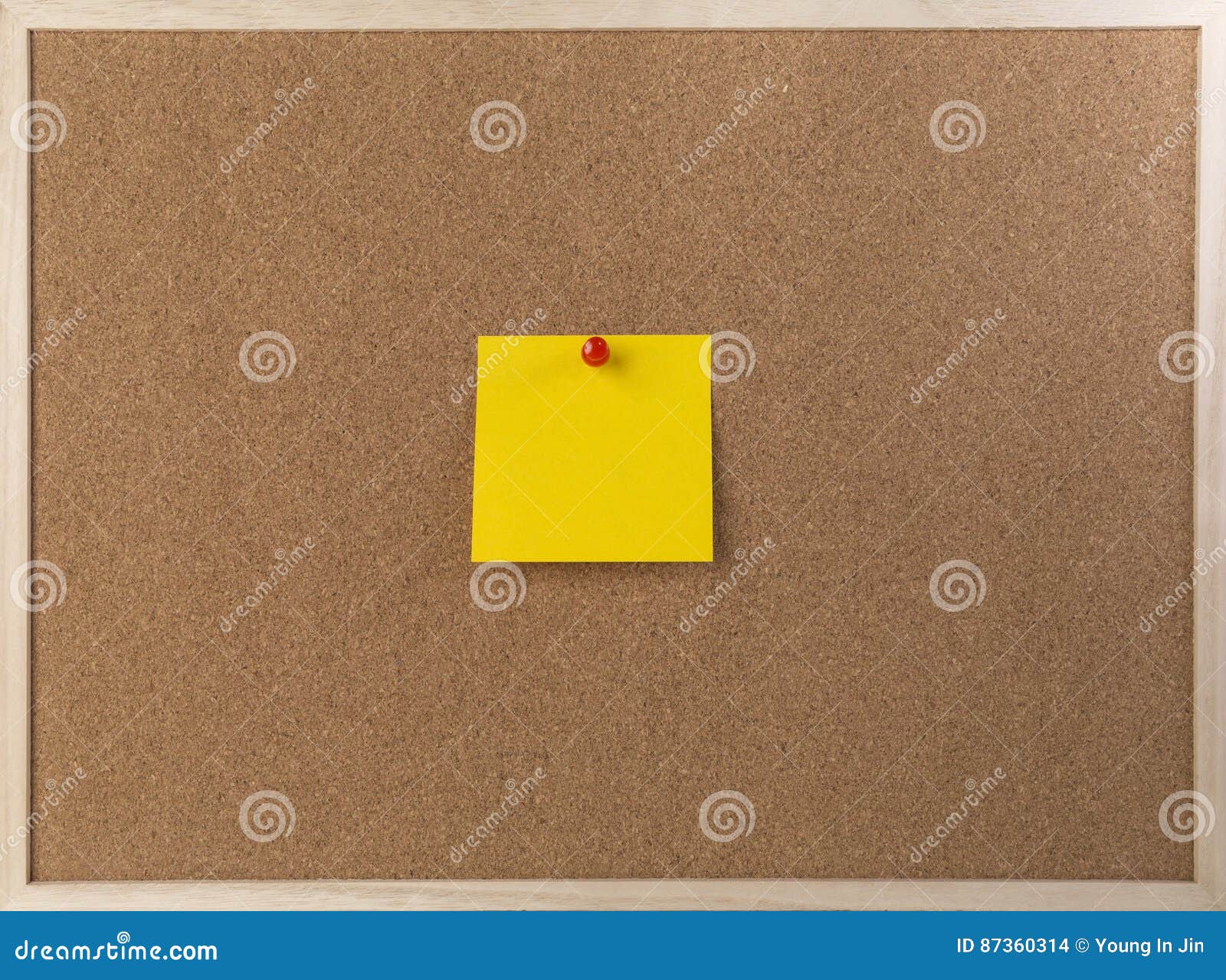 Sticky Yellow Note on Wooden Frame Cork Board Stock Photo - Image of ...