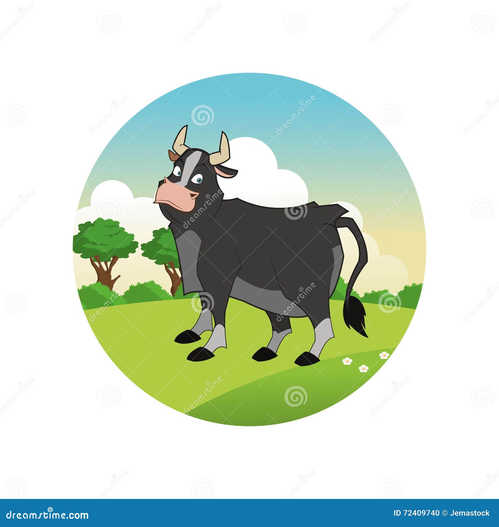Stier-Karikatur, Buntes Design Vektor Abbildung - Illustration von ...